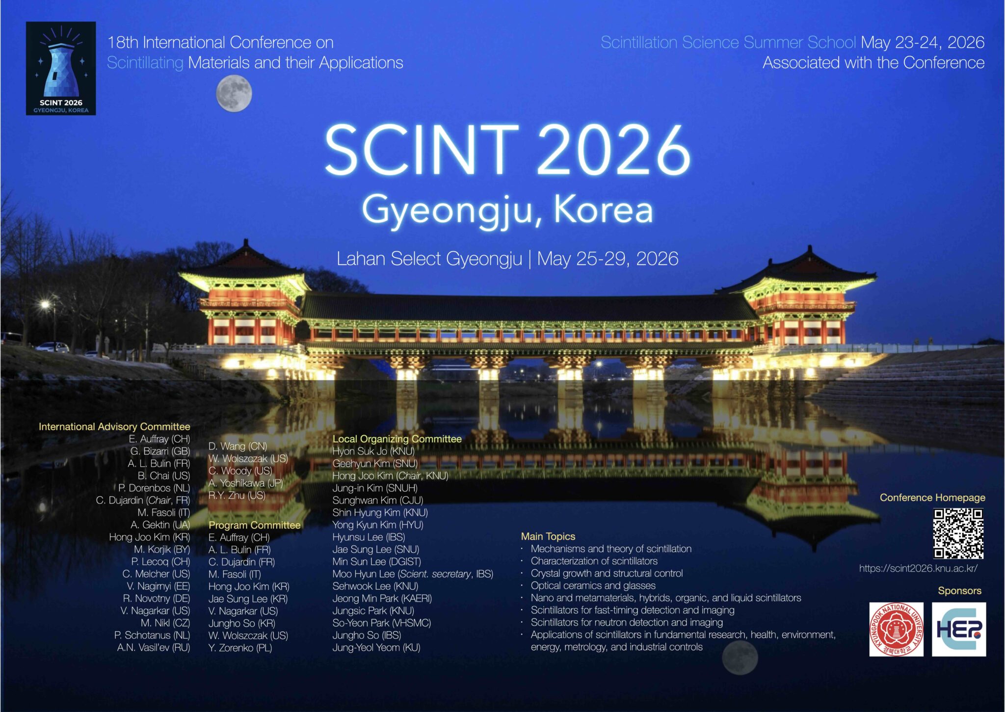 SCINT 2026 – Hosted by 1. The Center for High Energy Physics, Kyungpook ...